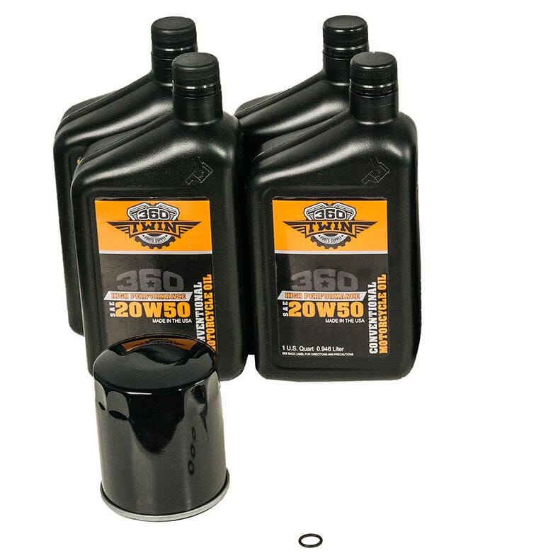 360 Twin™ Evolution / Sportster Conventional Oil Change Kit with Black ...
